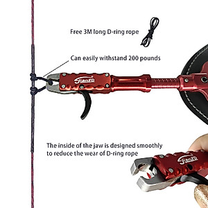 xxiaojun Adjustable Wristband Release, Index Finger Release, Composite Bow, 360 degree rotatable Jaws, Automatic Closure, Bow and Arrow Archery Accessories, Archery Release Aids (red)