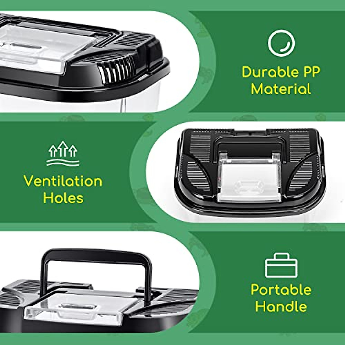 Plastic Reptile Terrarium, Nobleza Reptile Tank with Handle for Lizard Hermit Crab Turtle, Portable Reptile Enclosure for Tarantula Spider Tortoise Cricket, Medium Critter Keeper for Small Animal