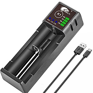 IMREN 18650 Battery Charger, 3.7V Li-ion Battery Charger for 18650 18500 18350 14500 20700 21700 26650 Battery,1.2V Ni-MH/Ni-Cd Batteries,2A Fast 18650 Charger,Single Slot 18650 USB C Battery Charger