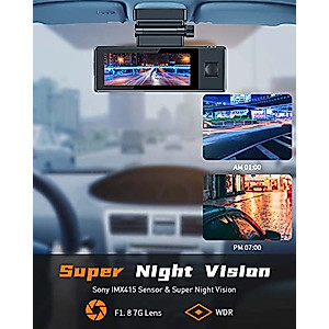 V6D Dash Cam Front and Rear,4K+1080P Dual Dash Camera for Cars,Built-in WiFi GPS Car Camera,3.18-inch Display Dashcam,170° Wide Angle Dashboard Camera Recorder, Night Vision, Parking Monitor