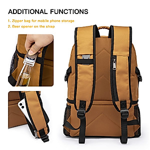 TUGUAN Insulated Cooler Backpack 38/42 Cans Double Deck Leakproof Lightweight Soft Lunch Backpack Small Cooler Bag Beach Picnic, Brown