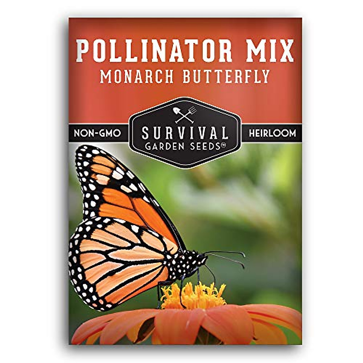 Pollinator Seed Mixture to Attract Monarch Butterflies, Bees & Pollinators - 1 Packet - Milkweed, Garden Flower, & Wildflower Mix for Planting - Support Conservation Efforts - Survival Garden Seeds