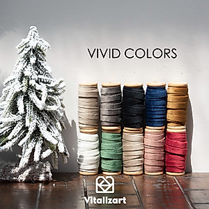 Vitalizart Dusty Green Velvet Ribbon Set 3/8" x 15 Yd Wooden Spool Fabric Trim 3 Rolls * 5 Yd for Christmas Wreath Decoration Handmade Craft Ornaments Gift Wrapping & Bow Making