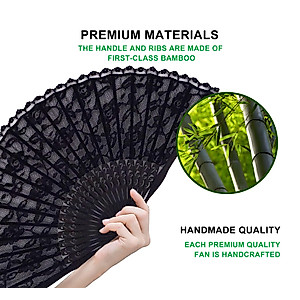 Amajiji Chinese/Japanese Vintage Retro Style Bamboo Wood Silk Folding Hand Fan for women HBSY (23cm) (002)