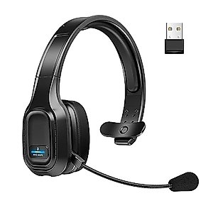 TECKNET Bluetooth Headset with Microphone for PC, Trucker Bluetooth Headset with AI Noise Cancelling & Mute Button, Wireless Headset with Mic for Computer Work from Home Office Call Center Zoom Skype