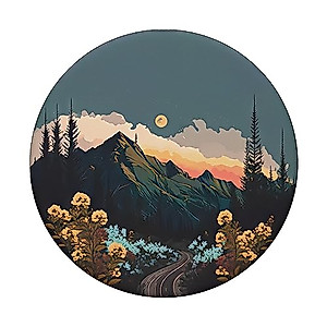 Mountain Wilderness Sunset Tree Earthy Forest Floral Flower PopSockets Standard PopGrip