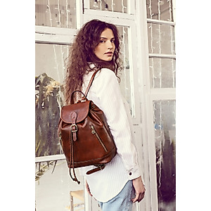 Time Resistance Leather Backpack Full Grain Real Leather Small Rucksack