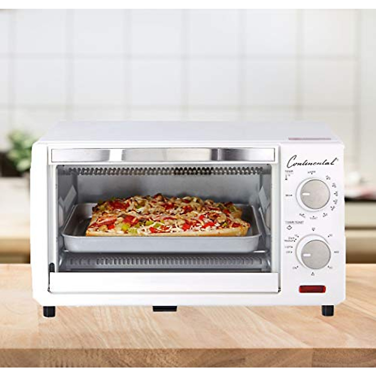 Continental Electric CE-TO101 Toaster Oven, 4 Slice, White