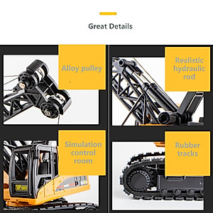 Gemini&Genius Crawler Crane Construction Vehicle Toy Dragline Heavy Duty 1/50 Crane Work Car, Engineering Truck, Site Sandbox Car Toy, Collectible or Decoration for Kids