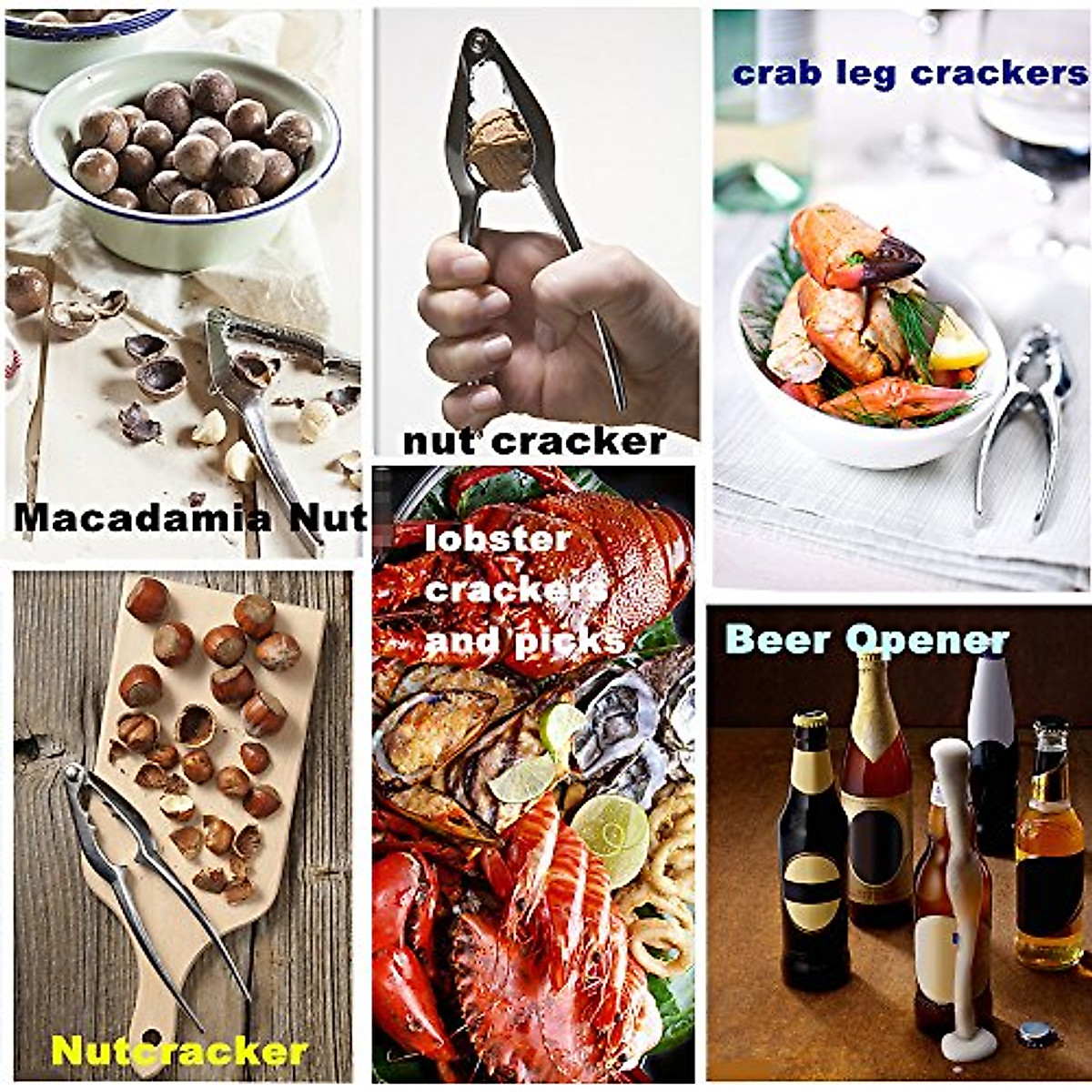 Seafood Crackers Tools Nutcrackers tools, Crab Nut Lobster Crackers Opener Shellfish Lobster Leg Sheller Kitchen Kits Pack of 9…