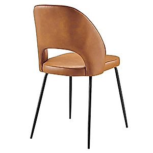 Modway Nico Vegan Leather Dining Chairs in Black Tan-Set of 2