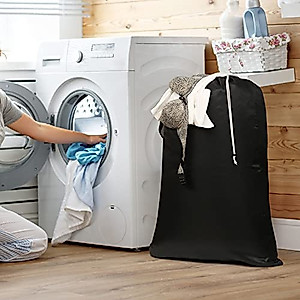 Nylon Laundry Bag,Laundry Bags,Extra Large Laundry bag, Draw strings Laundry bag,Home dry Cleaning Storage Bag,Hotels Laundry Bag,30x40 Laundry Bag- Black Set of 2