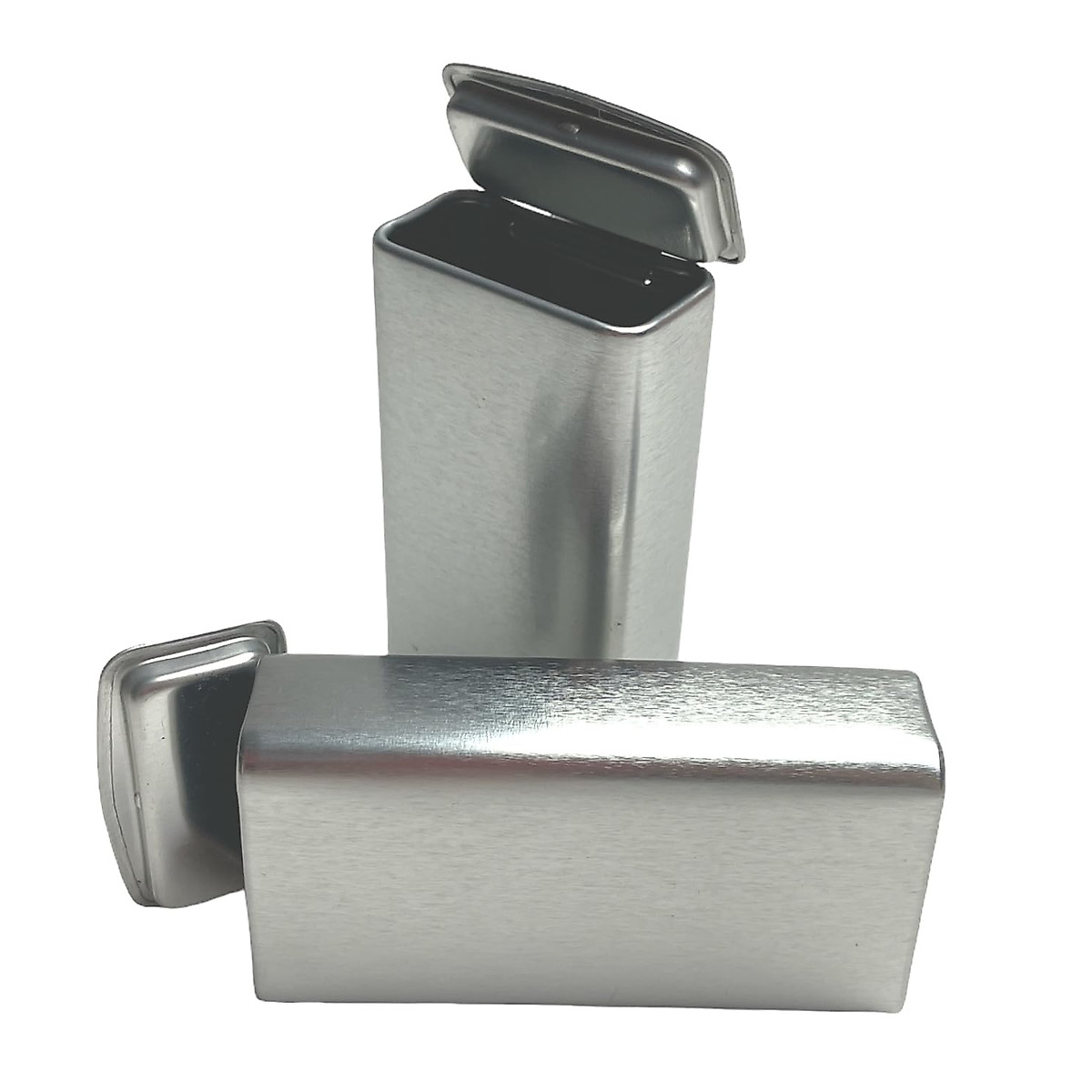 MagnaKoys Rectangular Silver Metal Hinged Lid Tin Containers (3 Pack)