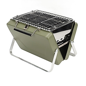 Folding Barbecue Grill, Portable Charcoal BBQ Grill Mini Wavy Grid for Backyard Picnic(Green) Camping Sports