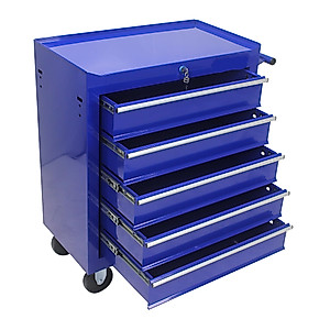 CuisinSmart Tool Chest,5 Drawers Multifunctional Tool Cart with Wheels,Metal Rolling Tool Cart Storage for Garage Workshop Warehouse Repair Shop,Blue