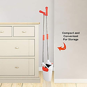 Broom and Dustpan Set - Strongest NO MORE TEARS 80% Heavier Duty - Upright Standing Dust Pan with Extendable Broomstick for Easy Sweeping - Easy Assembly Great Use for Home Kitchen Room Office Lobby