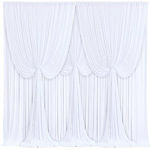 4 Panels White Backdrop Curtains for Wedding Party Wrinkle Free Backdrops Curtain Drapes Fabric Decorations Photo Back Drop Cloth for Baby Shower Photography Stage Reception 20ft(W) x 12ft(H)