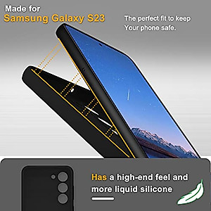 YENAPOON for Samsung Galaxy S23 Case and 2 Pack Tempered Glass Screen Protector, Slim Liquid Silicone Shockproof Protective Case - Black