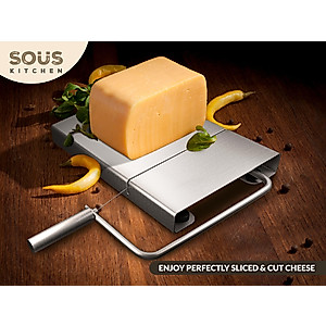 Sous Kitchen Cheese Slicers For Block Cheese - Cheese Cutter With Wire For Precise Cutting Experience - Foldable Wire Cheese Slicer - Rust Proof Cheese Slicer Wire - Dishwasher Safe Wire Cheese Cutter