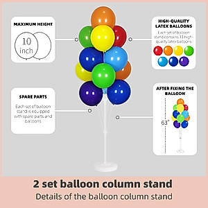 Balloon Column Kit Set of 2 With Balloons Included - Balloon Tower with Stand, Base, and Pole,Backdrop Decoration for Wedding, Baby Shower, Birthday Party, or Bachelorette Parties (Rainbow)