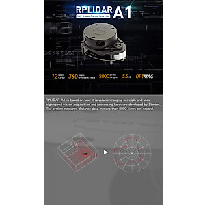 Slamtec RPLIDAR A1M8 2D 360 Degree 12 Meters Scanning Radius LIDAR Sensor Scanner for Obstacle Avoidance and Navigation of Robots