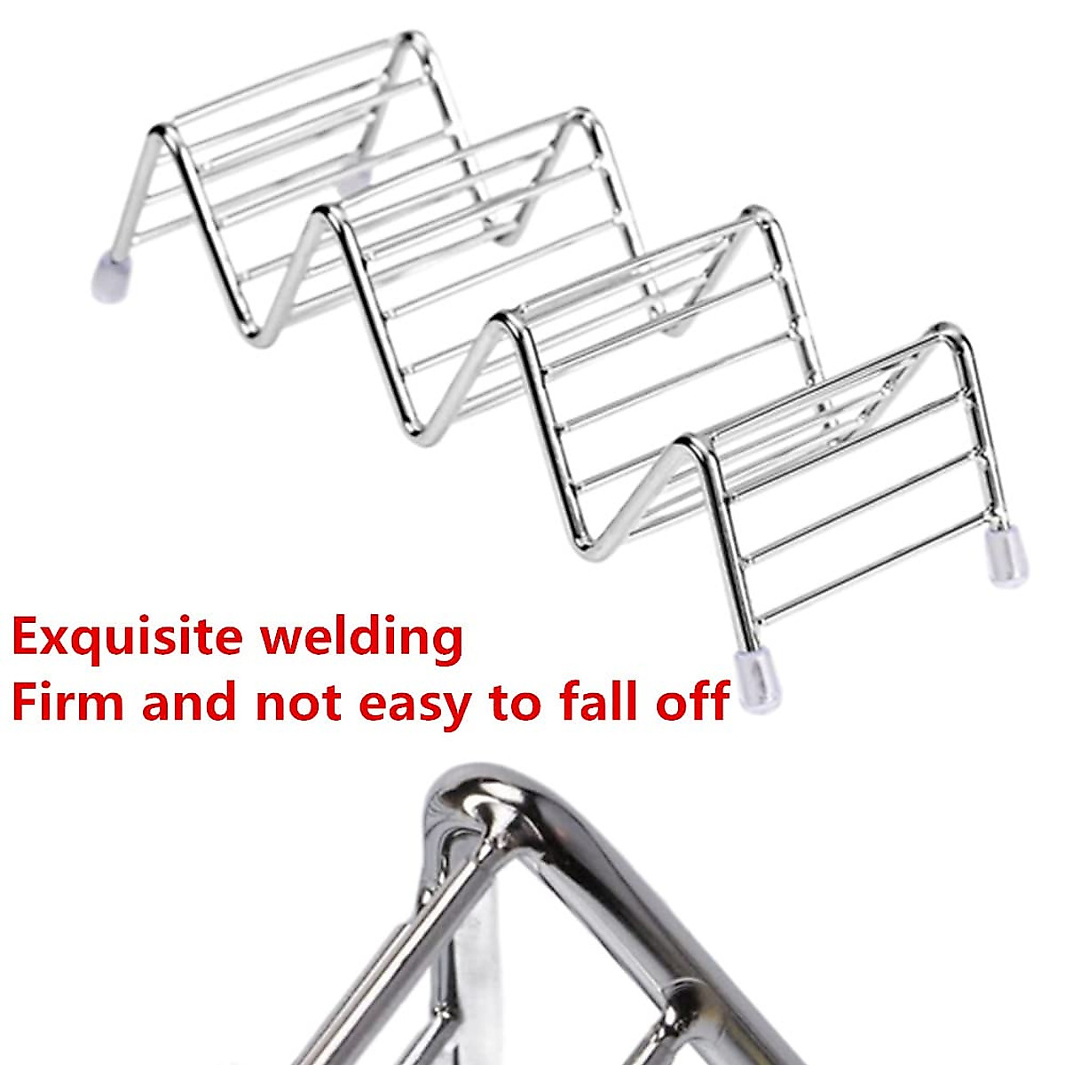 Stainless Steel Taco Holder Stand for 3-4 Tacos Each, Wider Metal Tortilla Tray Holder Rack for Serving Tacos Plates, Taco Shell Mold