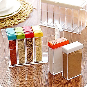 Spice Shaker, 6 Pcs Seasoning Rack Spice Pots Storage Container Condiment Jars with Tray for Salt Sugar Cruet