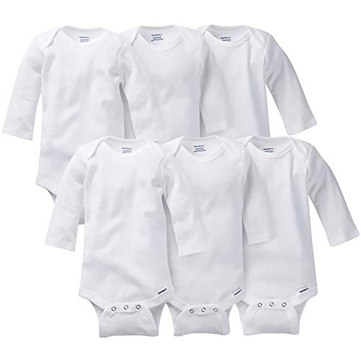 Gerber Unisex Baby Multi-Pack Long-Sleeve Onesies Bodysuit Mitten Cuff Sizes 6-Pack White 18 Months