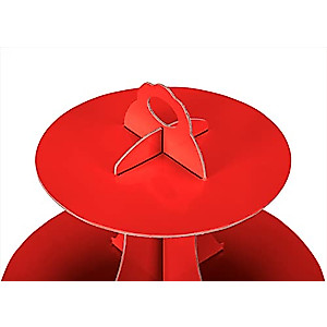 YLDW 3-Tier Cupcake Stand, Cake Stand Holder, Tiered DIY Cupcake Stand Tower for Dessert Table Displays, Birthday Theme Party Favors Decoration, Floral Tea Party, 12" W x 12.8" H, Red