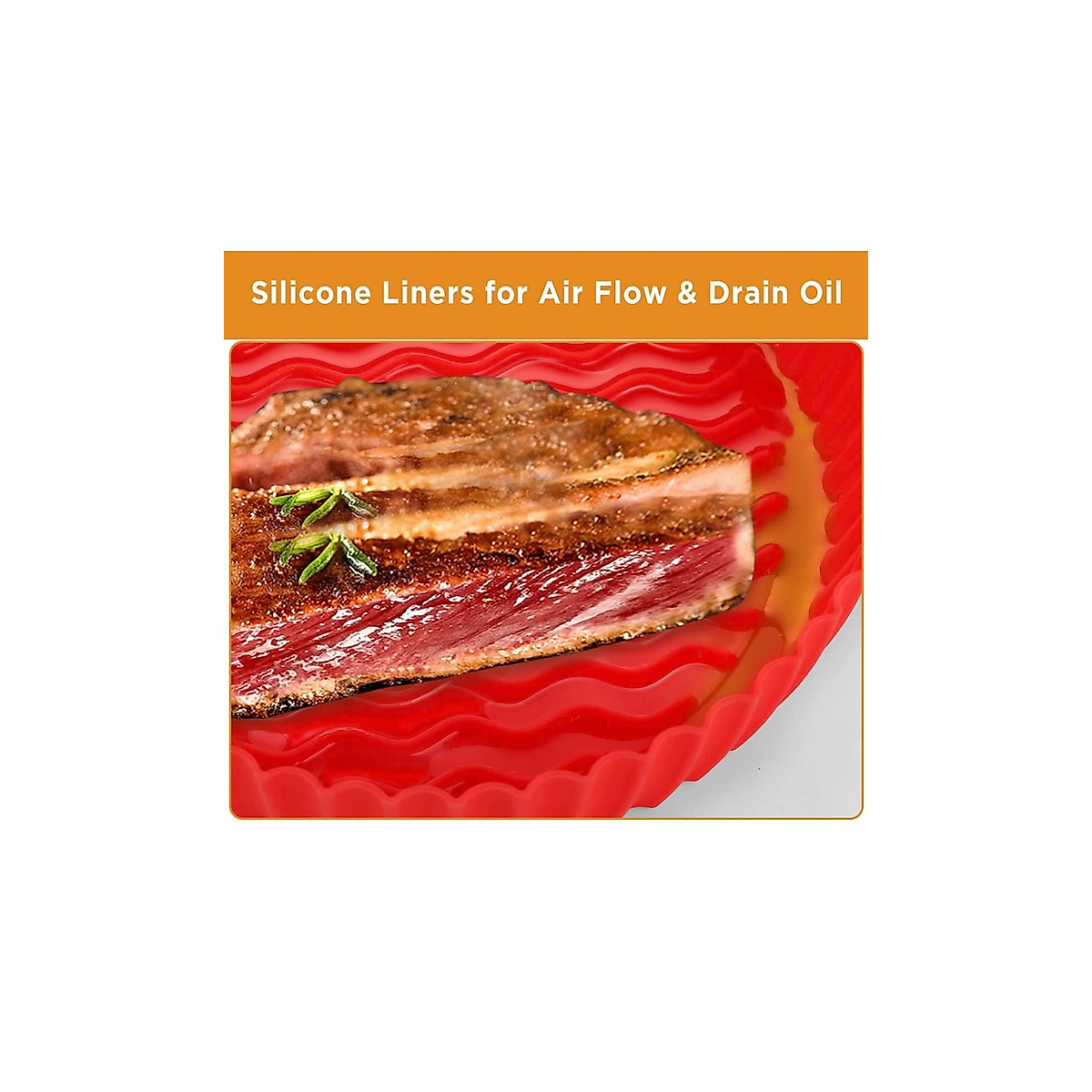 Silicone Air Fryer Liner 2 Pack 7.5inch Reusable Air Fryer Silicone Basket Heat Resistant Easy Cleaning Air fryers Silicone Pot Round for 3 to 5 Qt for Air fryer Oven Accessories (Pink+Red)