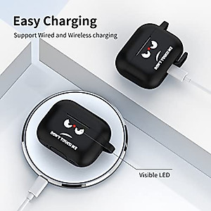 Airpods Pro 2nd/1st Generation Case Cover 2022/2019,CACOE Silicone Case for AirPods Pro 2nd/1st,Protective Skin AirPod Pro 2nd/1st Cases Shockproof Air Pod Cute Funny Accessories with Keychain(Black)