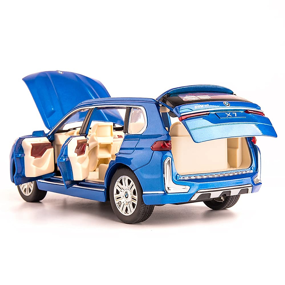 BDTCTK 1/24 Compatible for X7 SUV Model Car Toy Diecast Toy Cars, Zinc Alloy Pull Back Toy car with Sound and Light for Kids Boy Girl Gift(Blue)