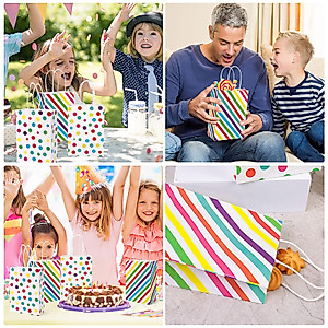 STARRKY 32PCS Gift Bags with Handles, Party Favor Bags Striped Goodie Bags Paper Bags for Wedding Birthday Party Supplies