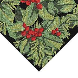 Liora Manne Holly Berries Indoor/Outdoor Rug, 2' X 3', Black