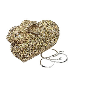 Rabbit Bunny Women Crystal Evening Bags and Clutches Formal Party Dinner Rhinestone Minaudiere Purse and Handbag (A)