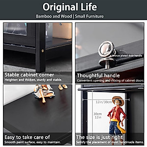 5-Tier Curio Display Cabinet, Storage Shelves with Acrylic Door, Collectibles Toy Organizers Rack & Display Shelf, Display Case for Playroom Bedroom Toddler's Room Kids Bookcase (Black double door)