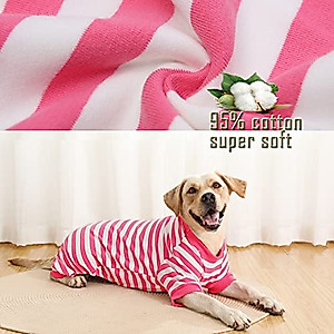 Uadonile Dog Pajamas,95% Cotton Thermal Jumpsuit,Comfortable Striped PJS,Size from XS-XXXL,for Small Large Dog Breeds,Pink,Large,L.