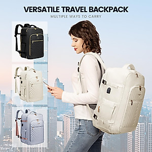 LOVEVOOK Travel Backpack,Carry On Backpack Flight Approved with Toiletry Bag,Expandable Large Laptop Backpack Women Waterproof Backpack Fit 17.3 Inch with USB Charging Port Shoes Compartment