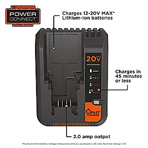 BLACK+DECKER 20V MAX Lithium Battery Charger, 2 Amp (BDCAC202B)