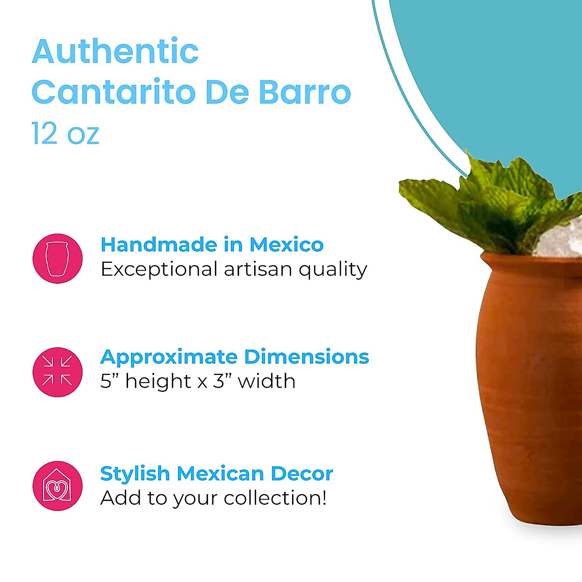 LAVO HOME Red Clay Terra Cotta Mexican Pottery Cantaritos Cocktail Drink Cups, Traditional Authentic Cantarito De Barro Jarritos - 12 oz - Made in Mexico - Micheladas & Palomas (Set of 2)