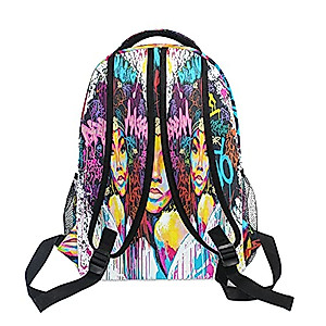 baihuishop Fire Woman African Backpacks Travel Laptop Daypack School Bags for Teens Men Women, one-size