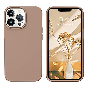 GUAGUA Compatible with iPhone 13 Pro Case 6.1 Inch Liquid Silicone Soft Gel Rubber Slim Thin Microfiber Lining Cushion Texture Cover Shockproof Protective Phone Case for iPhone 13 Pro Khaki