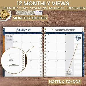bloom daily planners 2024 (8.5" x 11") Calendar Year Day Planner (January 2024 - December 2024) - Weekly/Monthly Dated Agenda Organizer with Tabs - Earthy Abstract, Blue