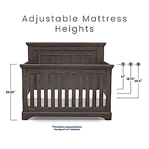 Simmons Kids SlumberTime Paloma 4-in-1 Convertible Baby Crib - Greenguard Gold Certified, Rustic Grey