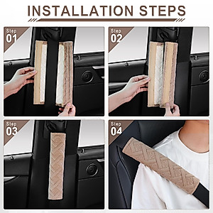 JUSTTOP 2-Pack Universal Car Seat Belt Pads Cover for A More Comfortable Driving, Seat Belt Shoulder Strap Covers Harness Pad for Car Interior Accessories(Khaki)