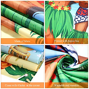 Frienda Luau Couple Photo Door Banner Hawaiian Party Decorations Tiki Luau Photo Props Aloha Tiki Banner for Party Decorations Hawaiian Door Banner Luau Party Supplies for Tropical Beach Party, 6 x 3.6 ft