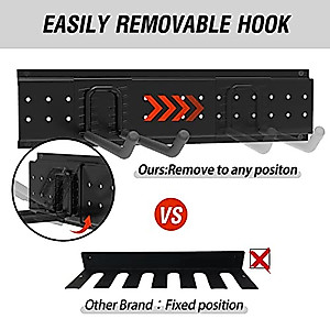 Stormann Tool Storage Rack Wall Mount Garage Tool Organizer Heavy Duty 16 Hooks Max Load to 600lbs for Power Tools, Shovels, Rakes, Brooms, Weeder, Leaf Blower ,and More