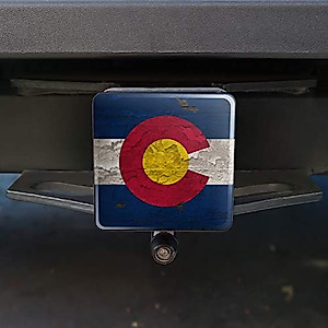 Rustic Distressed Colorado State Flag Tow Trailer Hitch Cover Plug Insert