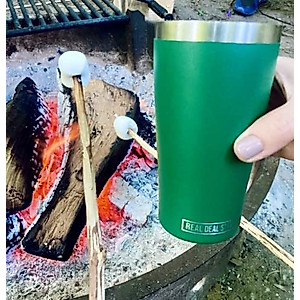 Real Deal Steel Pint Glasses - Stainless Steel Beer Tumblers - Set of 4 Insulated Cups for Outdoors