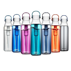 Brita Hard-Sided Plastic Premium Filtering Water Bottle, BPA-Free, Reusable, Replaces 300 Plastic Water Bottles, Filter Lasts 2 Months or 40 Gallons, Includes 1 Filter, Night Sky - 26 oz.